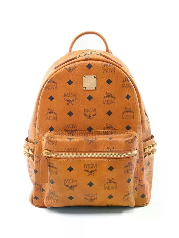 Mcm Visetos Studded Leather Backpack - Brown