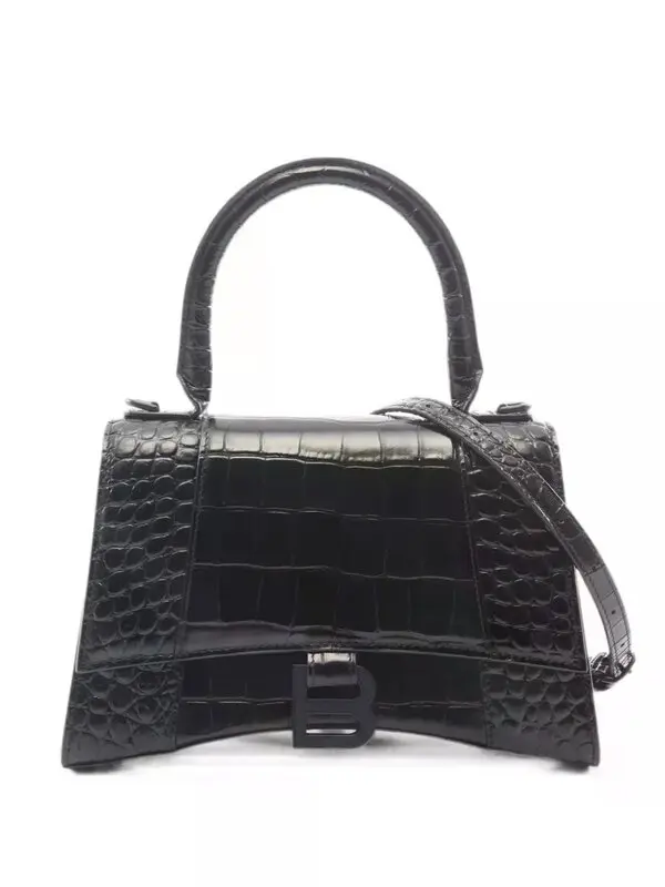 Balenciaga 2010s Small Hourglass Croc-embossed Tote Bag