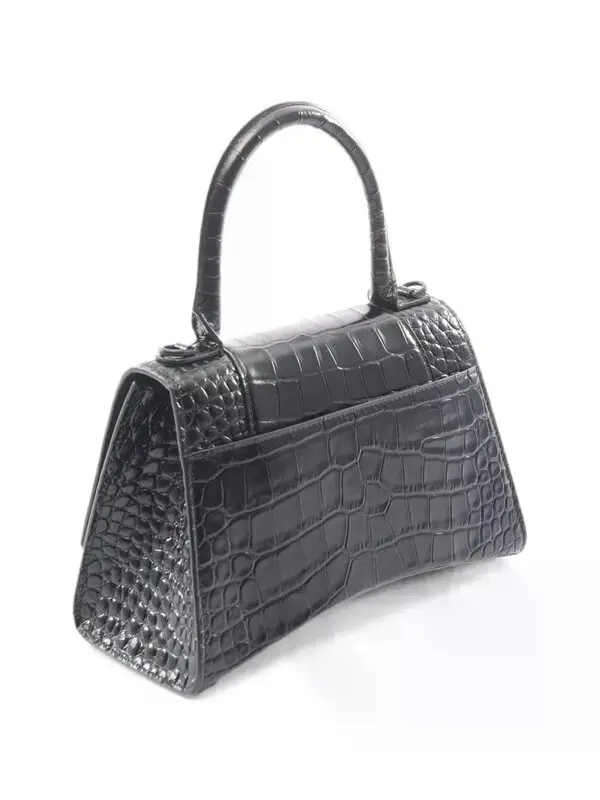Balenciaga 2010s Small Hourglass Croc-embossed Tote Bag