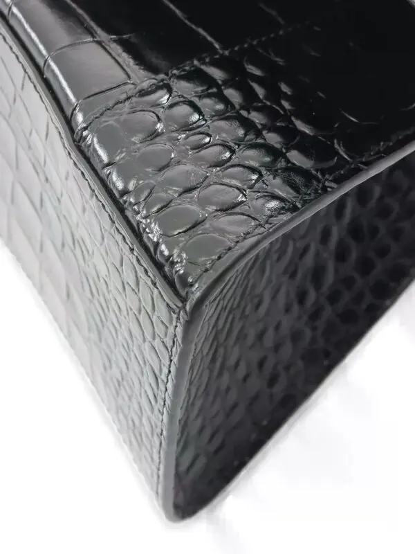 Balenciaga 2010s Small Hourglass Croc-embossed Tote Bag