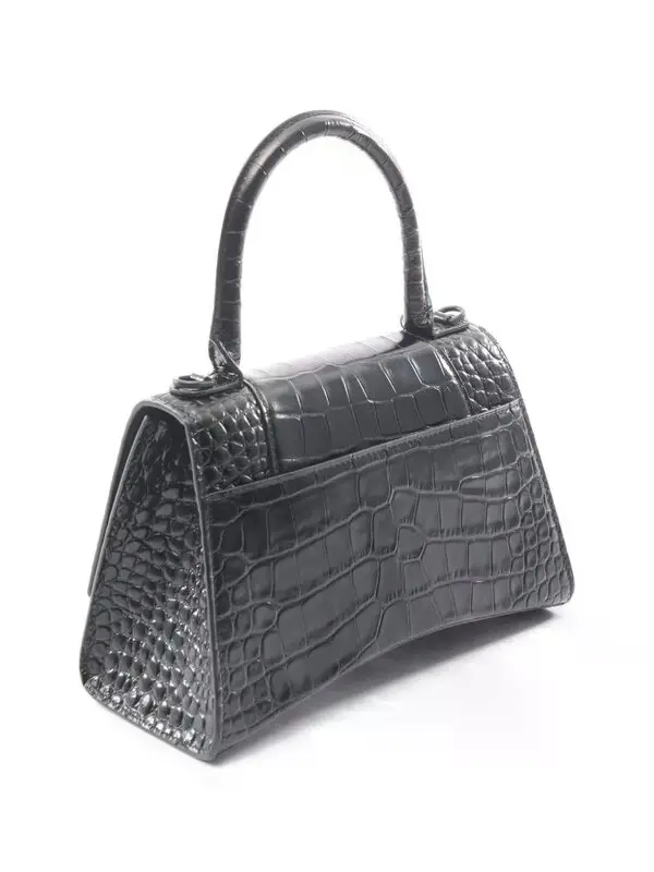 Balenciaga Small Hourglass Croc-embossed Tote Bag - Black