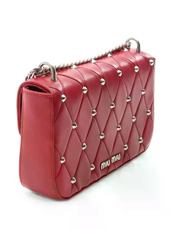Miu Miu 2010s Quilted Studded Leather Shoulder Bag