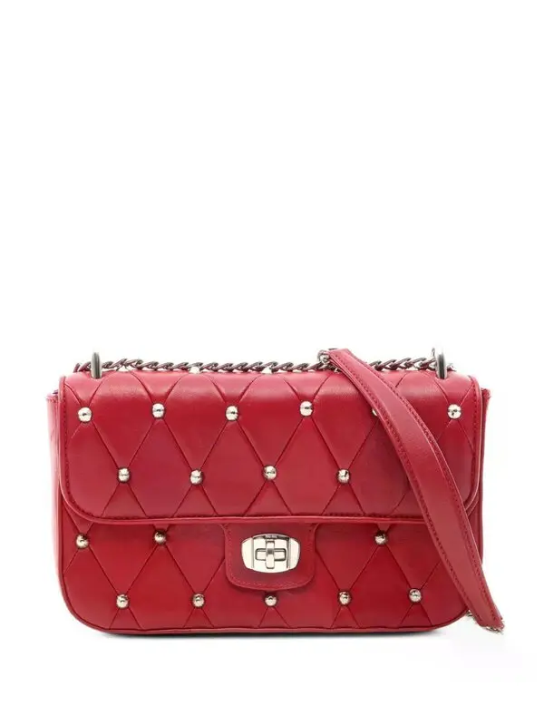 Miu Miu Quilted Leather Shoulder Bag With Studs - Red
