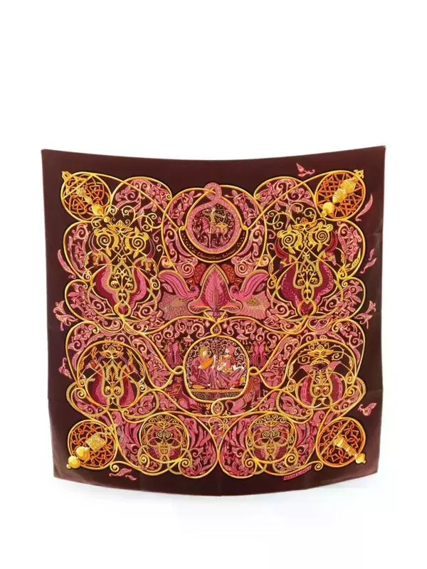 Hermès 2010s Charming Animals Scarf - Brown