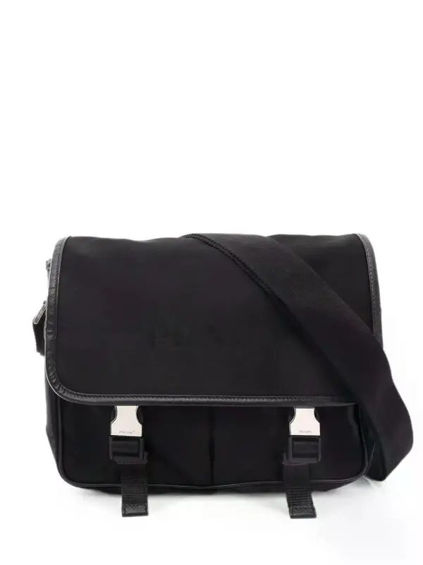 Prada 2010s Tessuto Saffiano Shoulder Bag - Black