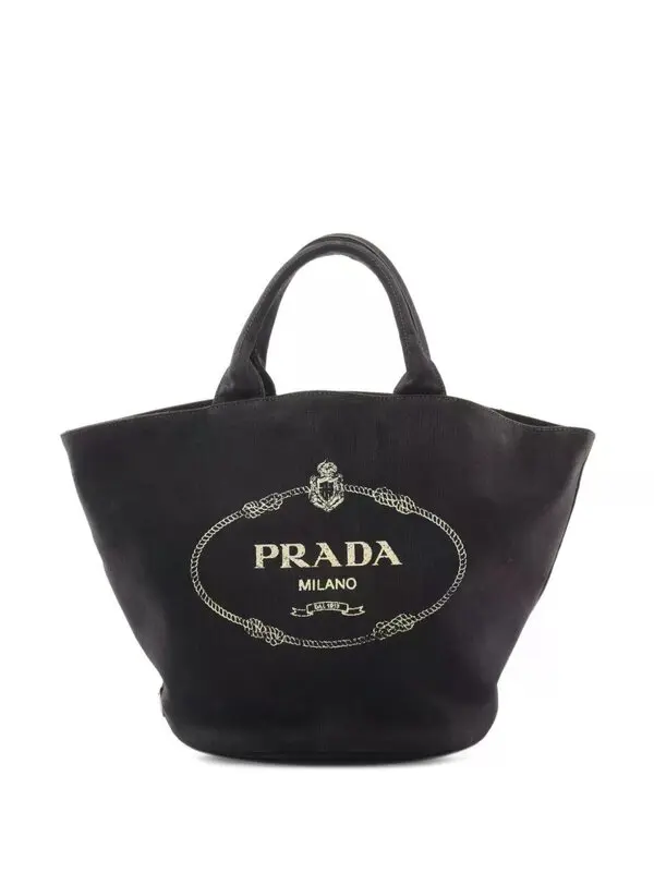 Prada Canapa Logo Print Tote Bag