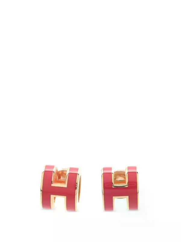 Hermès Tone Enamel 'h' Stud Earrings - Gold