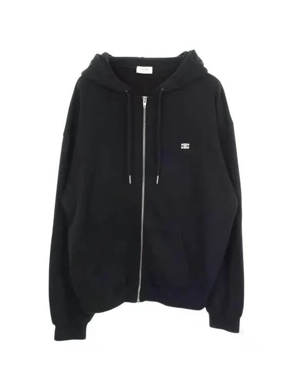 Celine 2010s Triomphe Embroidery Hoodie - Black