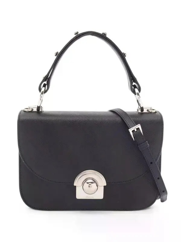 Prada Saffiano Leather Two-way Handbag - Black
