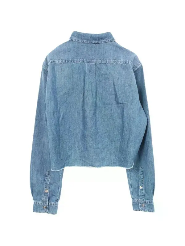 Miu Miu Cropped Logo-embroidered Denim Shirt