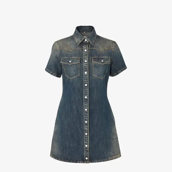 Fendi Short Sleeve Denim Shirt Dress