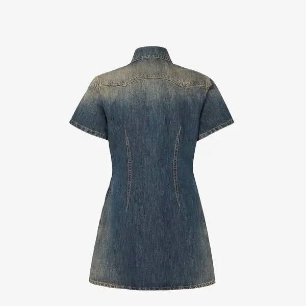 Fendi Denim Shirt Dress With Western Yoke
