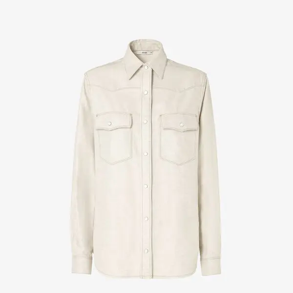Fendi Selleria Long-sleeved Denim Shirt - White