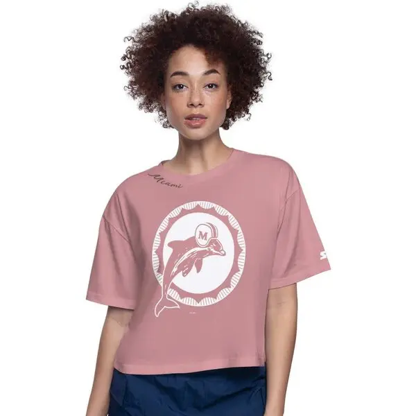 STARTER Miami Dolphins Play The Ball Boxy Cropped T-shirt - Pink