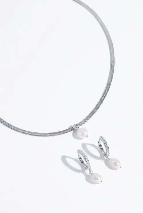 JOEY BABY Juliet Carrie Freshwater Pearl Set - Metallic Silver