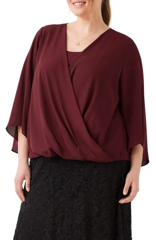 Karen Kane Draped Crossover Flutter Sleeve Top
