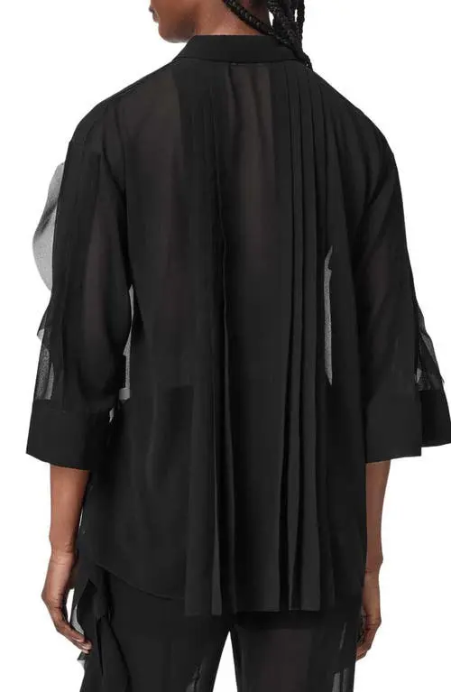 ALLSAINTS Minna Pleated Ruffle Shirt