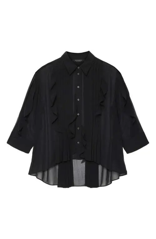 ALLSAINTS Minna Pleated Ruffle Shirt