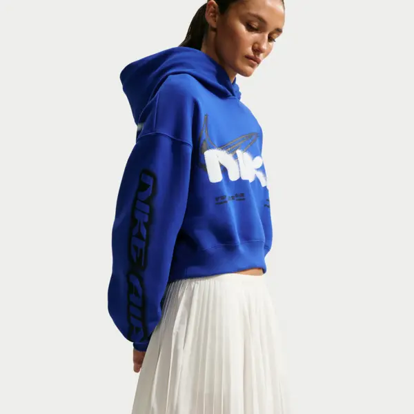 Nike Studio Fleece Cropped Oversized Pullover Hoodie