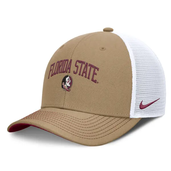 Nike Florida State Primetime Arched Dri-fit College Trucker Adjustable Hat - Brown