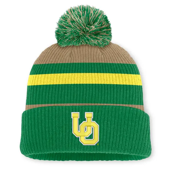 Nike Oregon Legacy Striped College Cuffed Pom Beanie - Brown