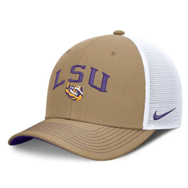 Nike Lsu Primetime Arched Dri-fit College Trucker Adjustable Hat - Brown
