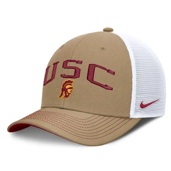 Nike Usc Primetime Arched Dri-fit College Trucker Adjustable Hat - Brown