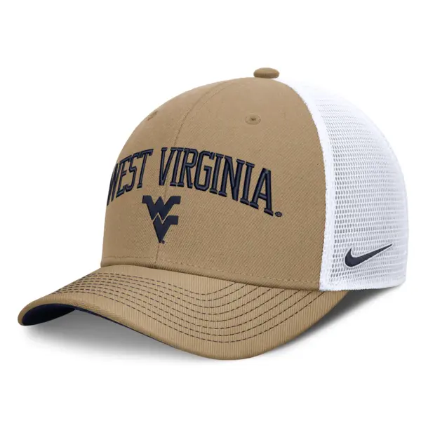Nike West Virginia Primetime Arched Dri-fit College Trucker Adjustable Hat - Brown