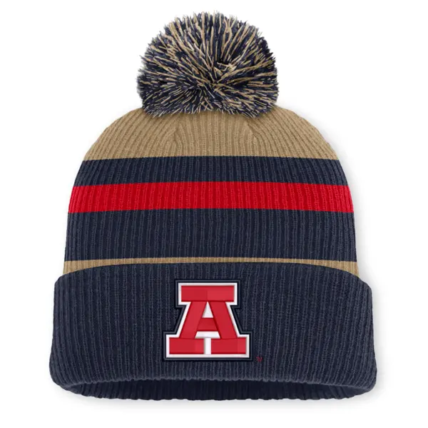 Nike Arizona Legacy Striped College Cuffed Pom Beanie - Brown
