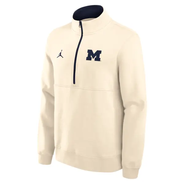 Nike Michigan Primetime Primary Logo Jordan Brand College 1/2-zip Crew - Brown