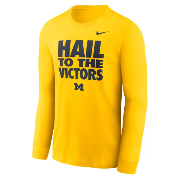 JORDAN Brand Michigan Sideline Slogan Dri-fit College Long-sleeve T-shirt - Yellow
