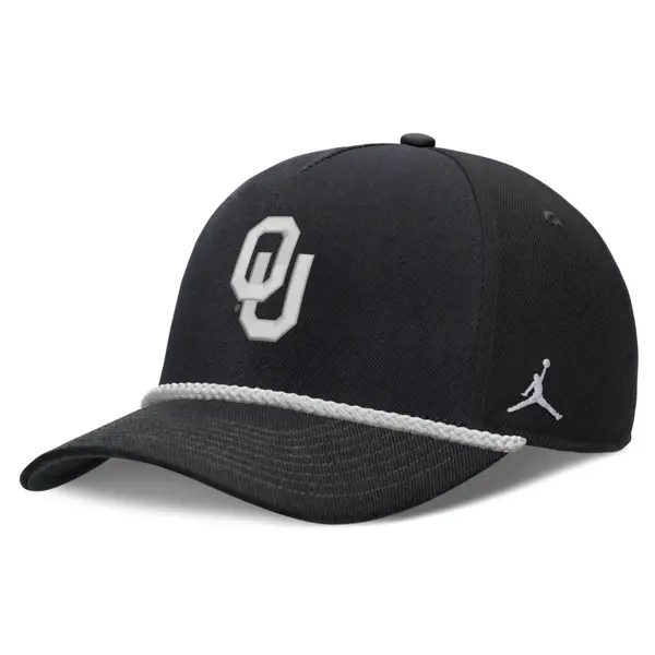 JORDAN Oklahoma Sideline Rope Rise Brand College Adjustable Hat - Black