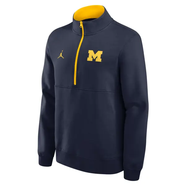 Nike Michigan Primetime Primary Logo Jordan Brand College 1/2-zip Crew - Blue