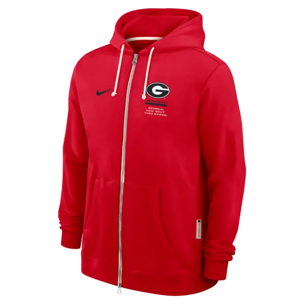 Nike Georgia Sideline Standard Issue Dri-fit College Full-zip Hoodie - Red