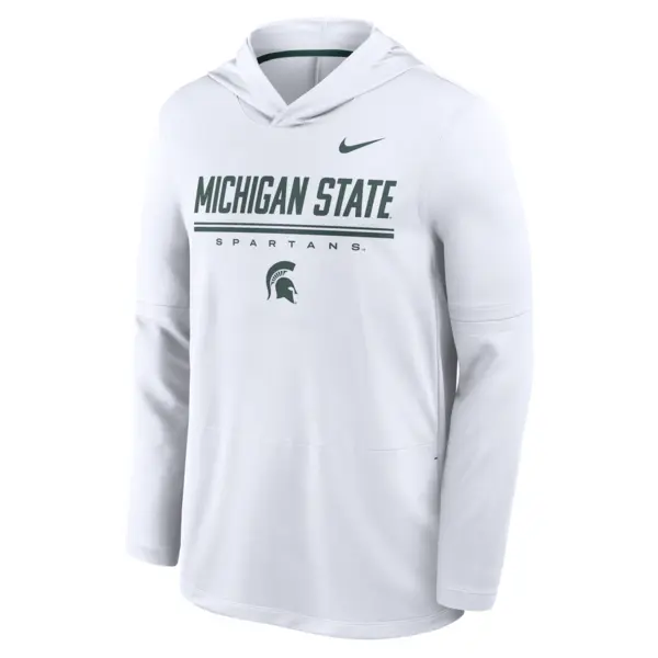 Nike Michigan State Sideline Dri-fit College Long-sleeve Hooded Top - White