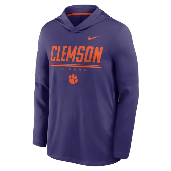 Nike Clemson Sideline Dri-fit College Long-sleeve Hooded Top - Purple