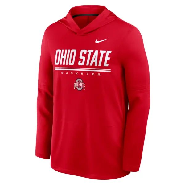 Nike Ohio State Sideline Dri-fit College Long-sleeve Hooded Top - Red