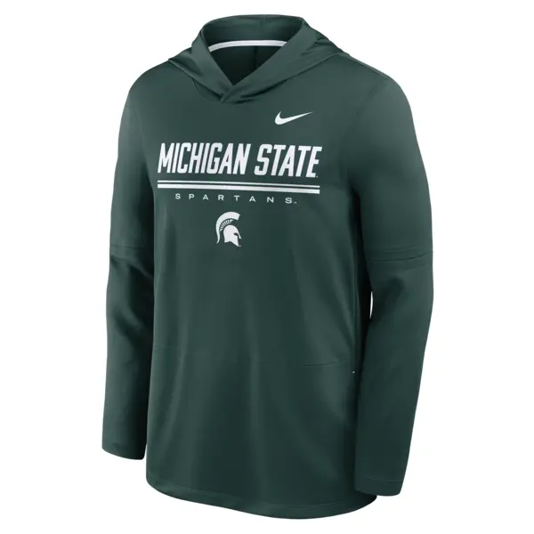 Nike Michigan State Sideline Dri-fit College Long-sleeve Hooded Top - Green