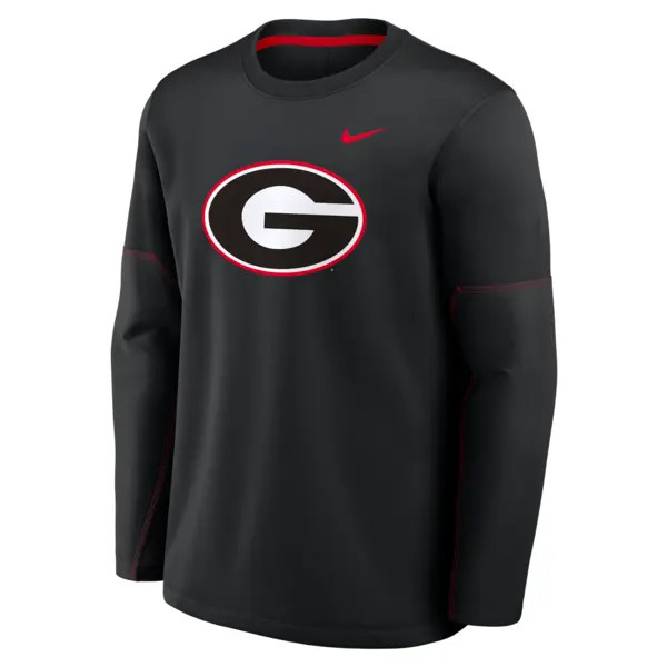 Nike Georgia Sideline Coaches Therma-fit College Long-sleeve T-shirt - Black