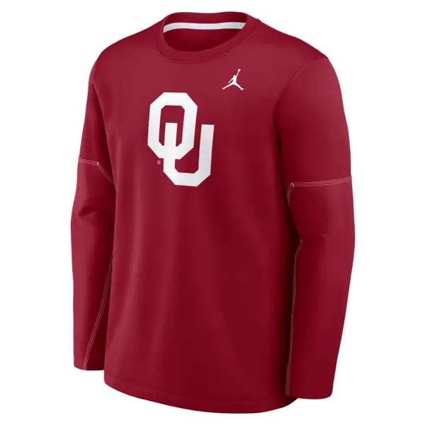 JORDAN Oklahoma Sideline Coaches Brand Therma-fit College Long-sleeve T-shirt - Red