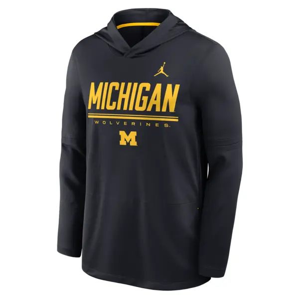 JORDAN Michigan Sideline Brand Dri-fit College Long-sleeve Hooded Top - Blue