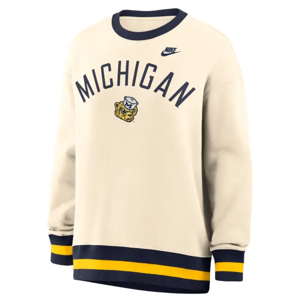 Nike Michigan Legacy College Oversized Pullover Crew - Brown