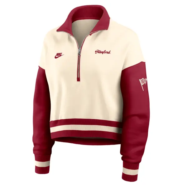 Nike Stanford Legacy College Cropped 1/4-zip Crew - Brown