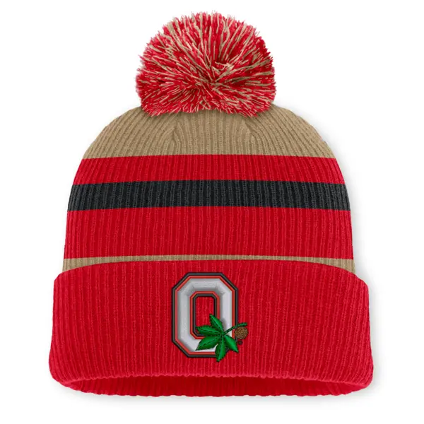 Nike Ohio State Legacy Striped College Cuffed Pom Beanie - Brown
