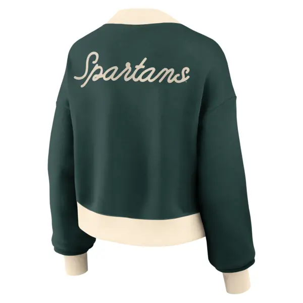 Nike Michigan State Academic College Oversized Cropped Full-zip Bomber Jacket