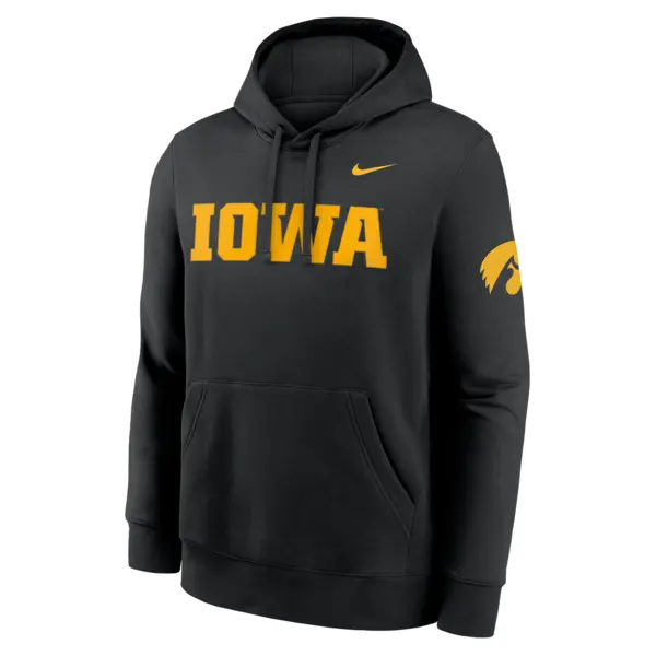 Nike Iowa Sideline Club College Pullover Hoodie - Black