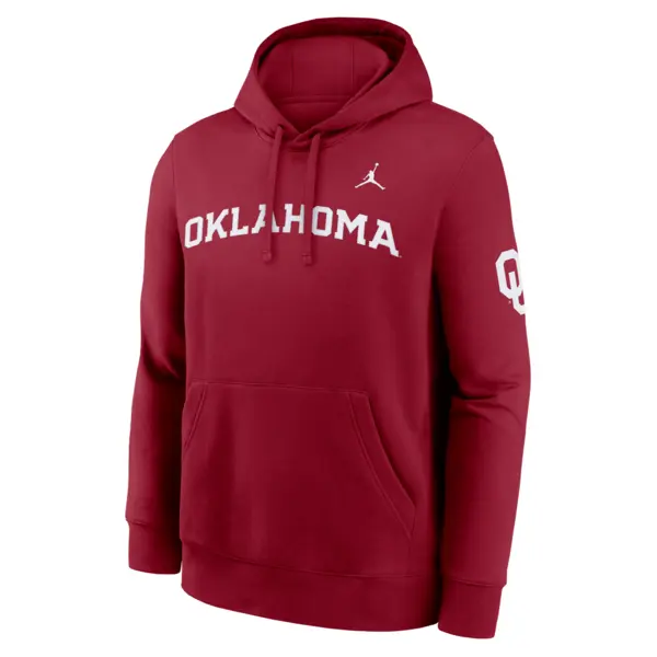 JORDAN Oklahoma Sideline Club Pullover Hoodie - Red