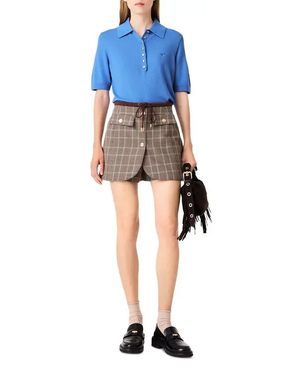 Maje Prince Of Wales Check Layered Suit Shorts