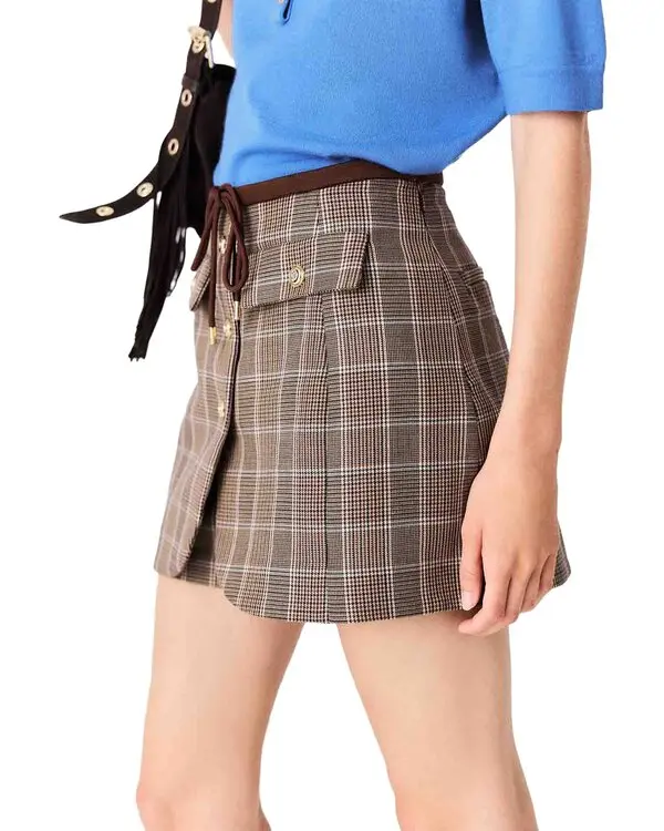 Maje Prince Of Wales Check Layered Suit Shorts