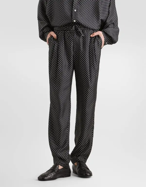 Dolce & Gabbana Polka Dot-print Silk Twill Trousers